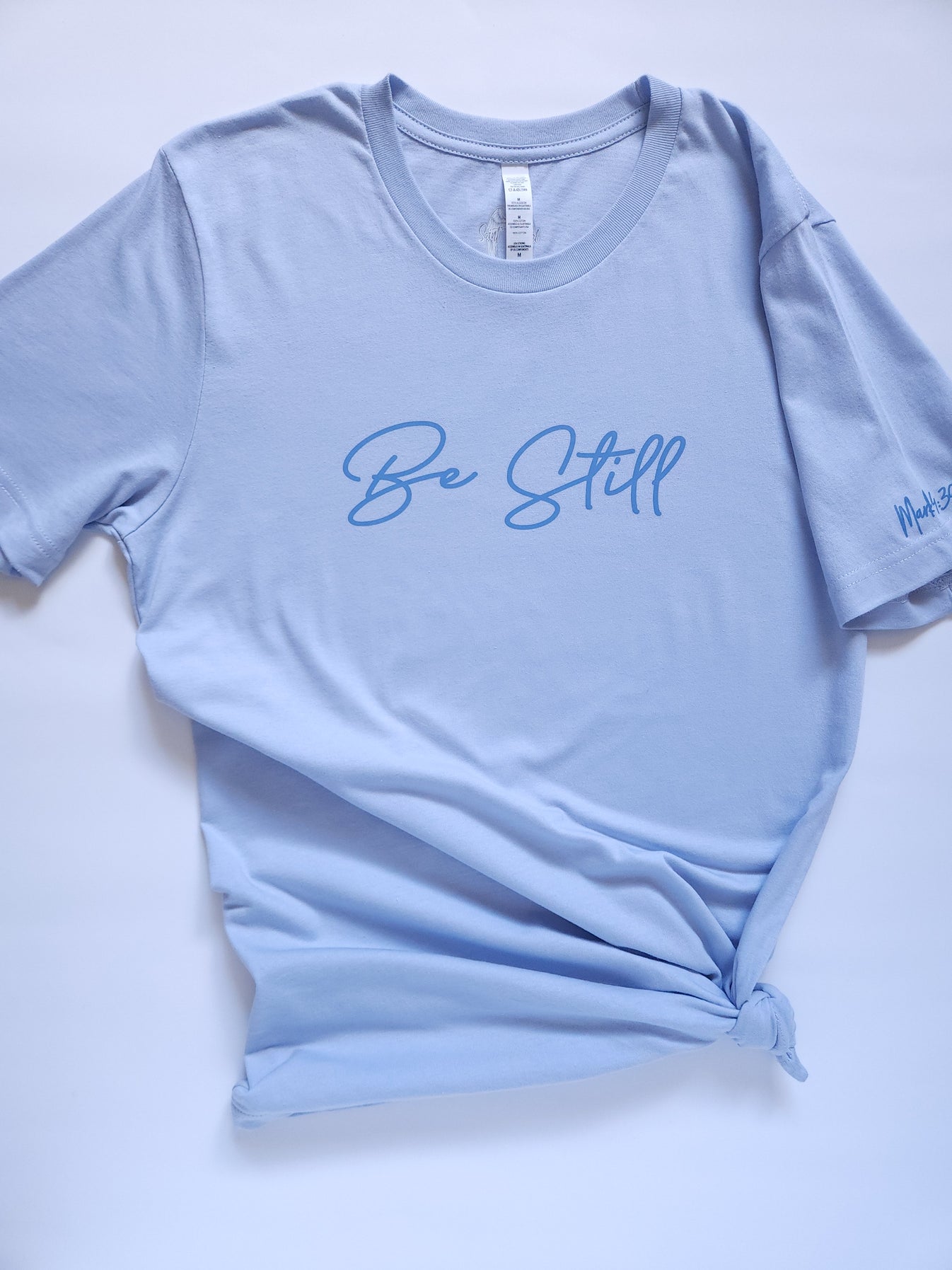 Be Still Tee, T-shirt, Blue t-shirt, baby blue t-shirt – Saint Raphael ...