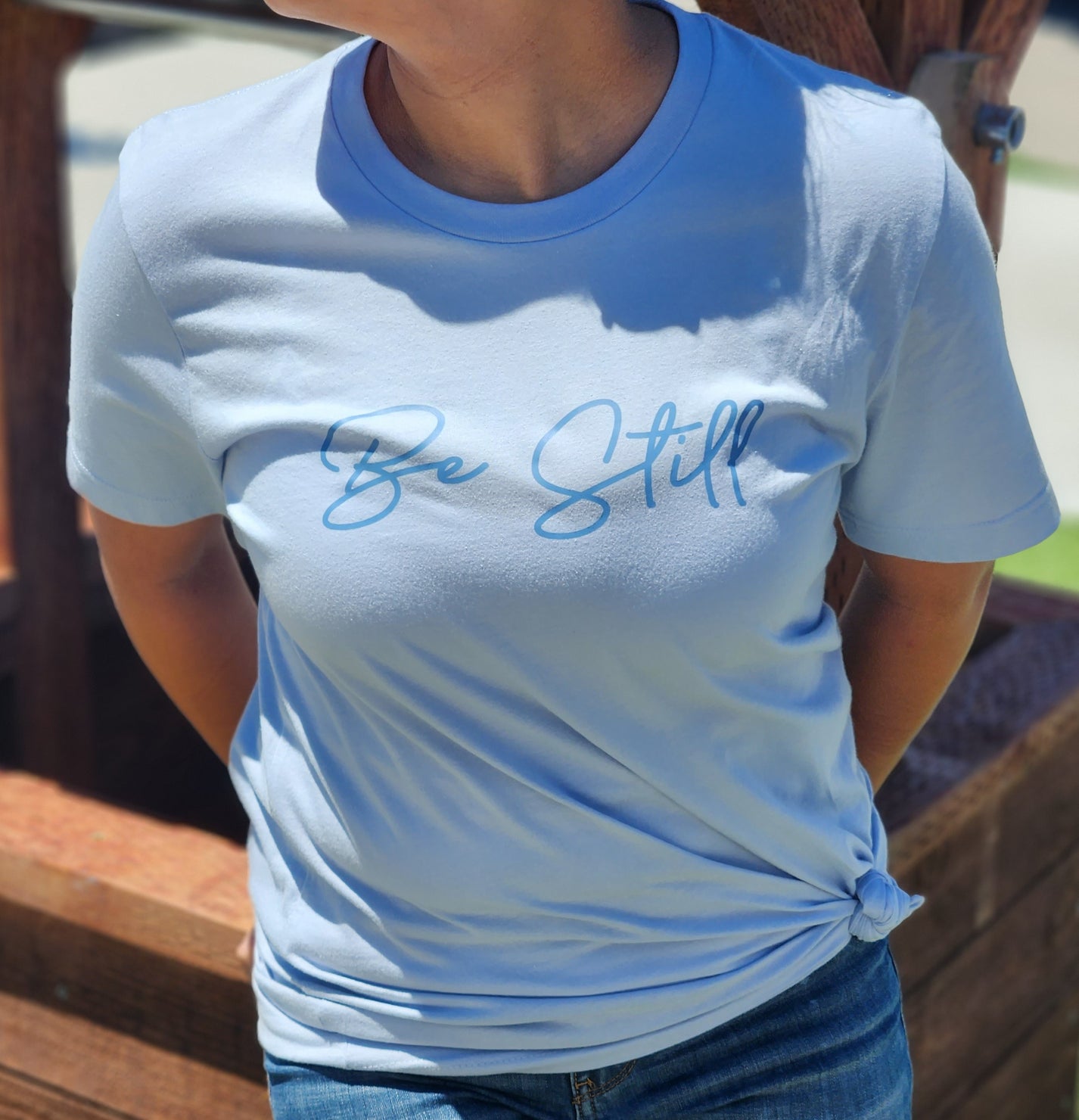 Be Still Tee, T-shirt, Blue t-shirt, baby blue t-shirt – Saint Raphael ...